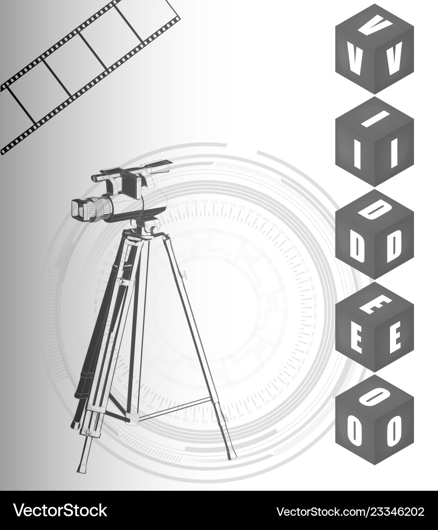 Camera on a white background and film Royalty Free Vector