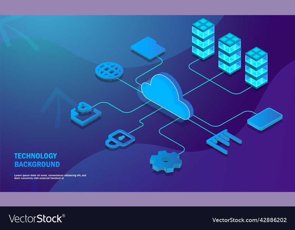 Cloud data storage 3d isometric infographic Vector Image