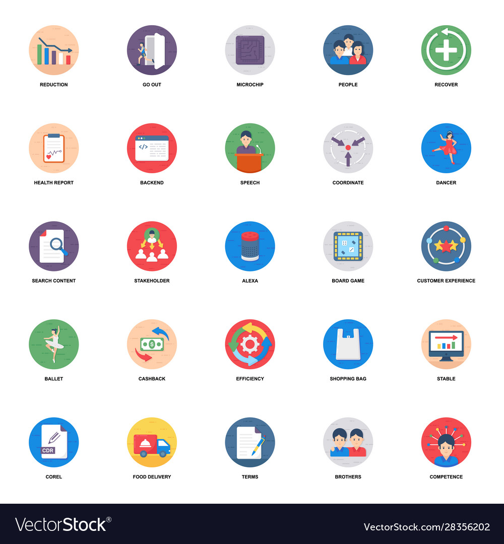 Financial management flat icons pack Royalty Free Vector