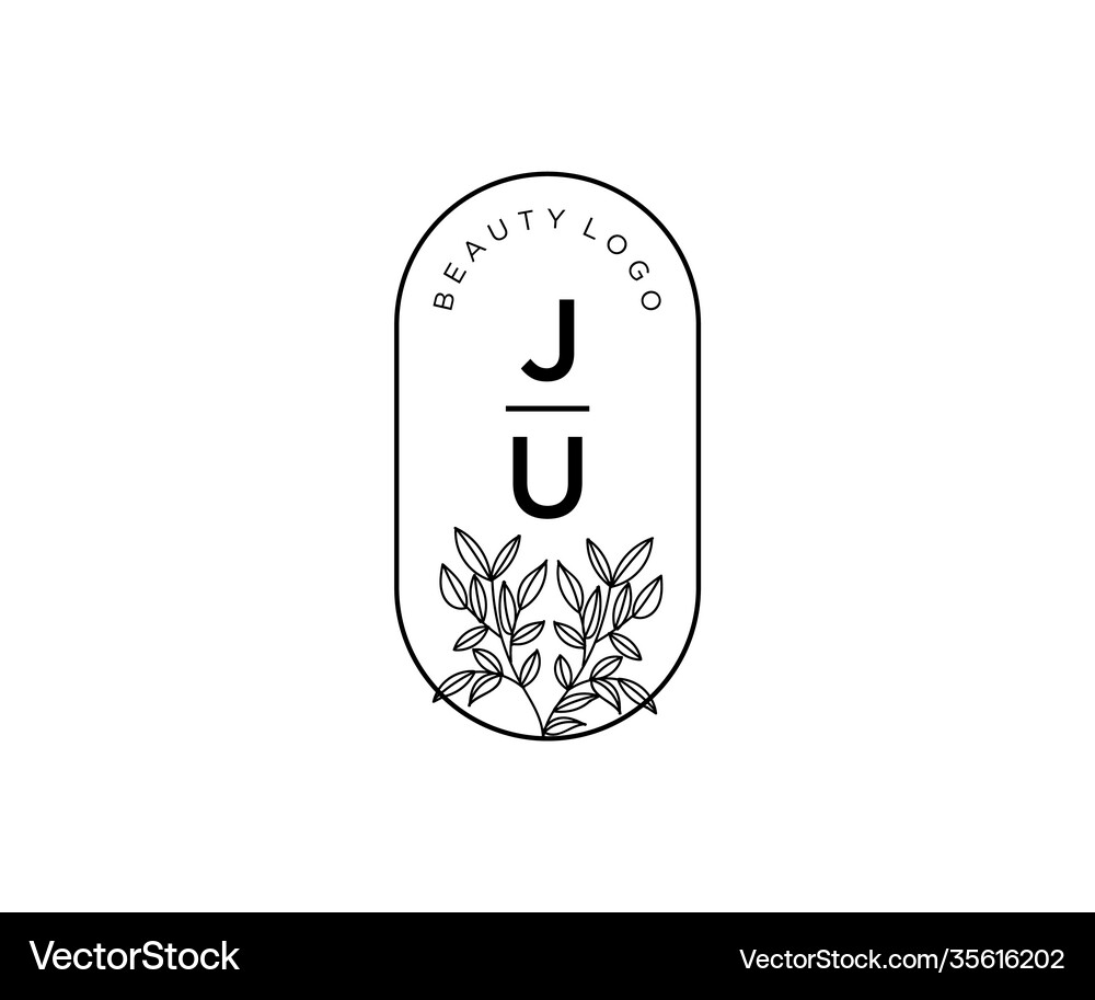 Initial ju letters beautiful floral feminine Vector Image