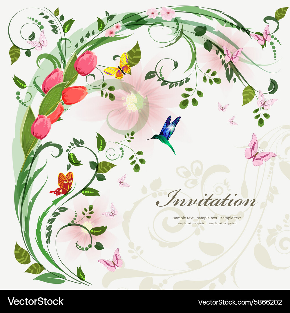 Invitation card with spring flowers love Vector Image