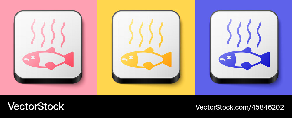 Isometric dead fish icon isolated on pink yellow Vector Image