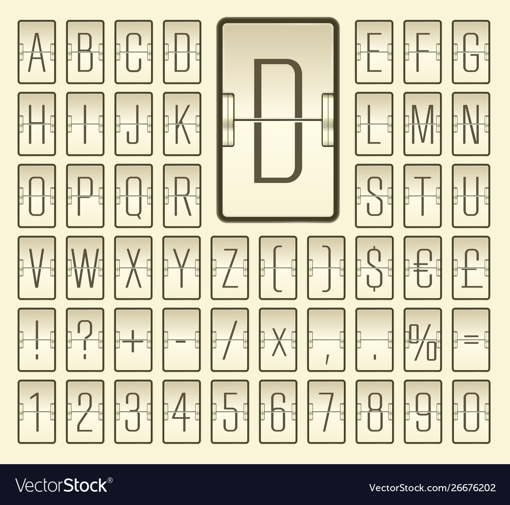Narrow destination flip board font for timetable Vector Image Narrow destination flip board font for timetable Vector Image
