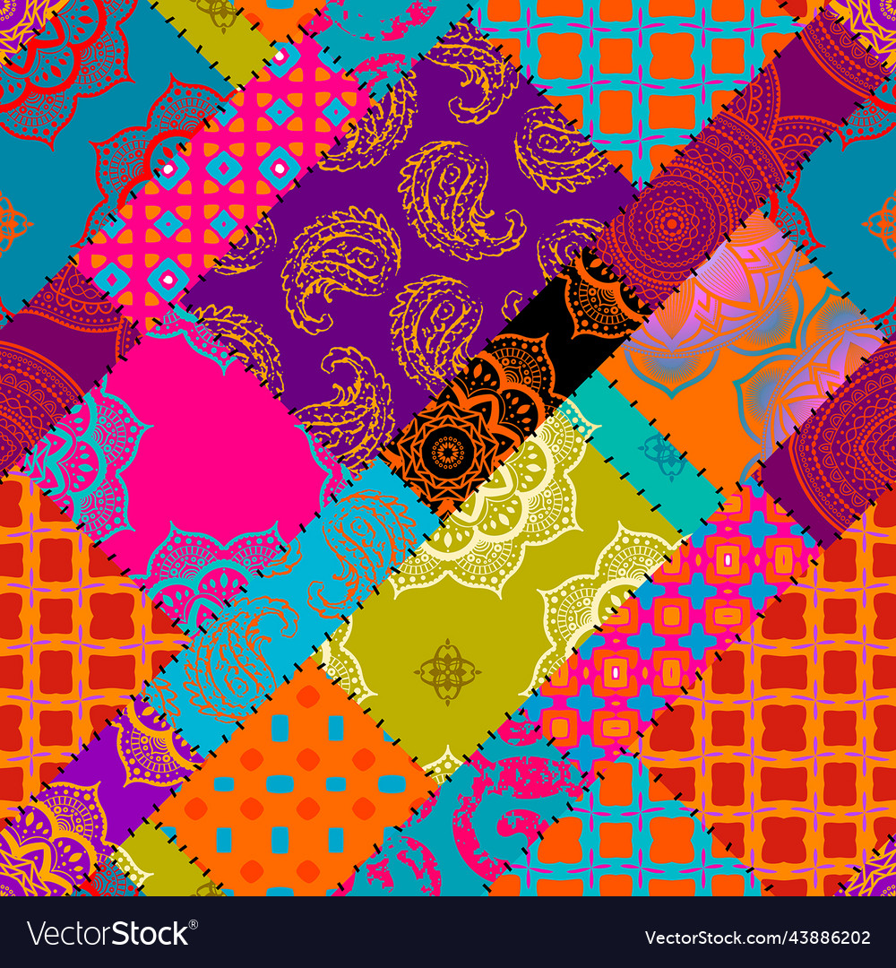 Patchwork textile pattern seamless quilting Vector Image