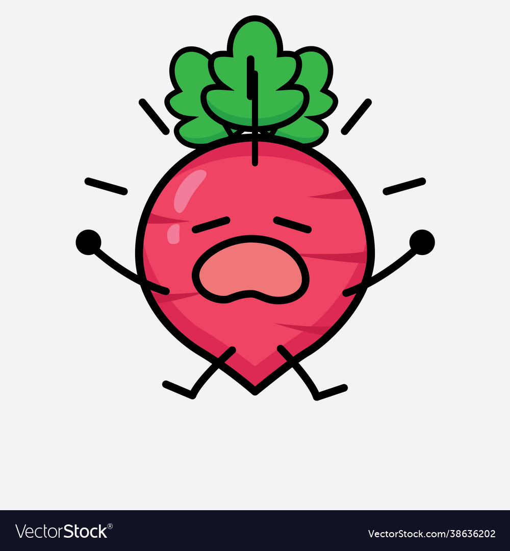 Red radish character with cute face and simple Vector Image