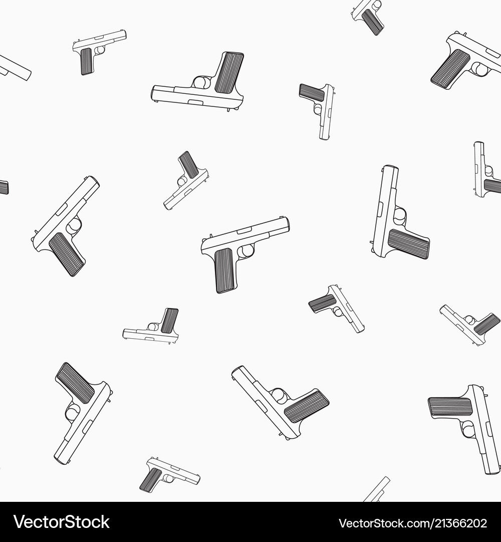 Seamless pattern of pistols on a white background Vector Image