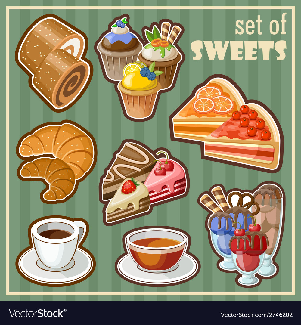 Set of sweets Royalty Free Vector Image - VectorStock