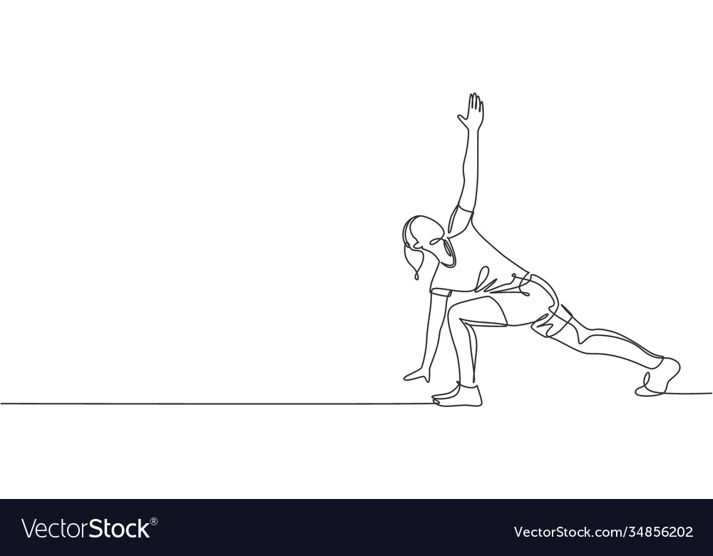 Single continuous line drawing young sportive Vector Image