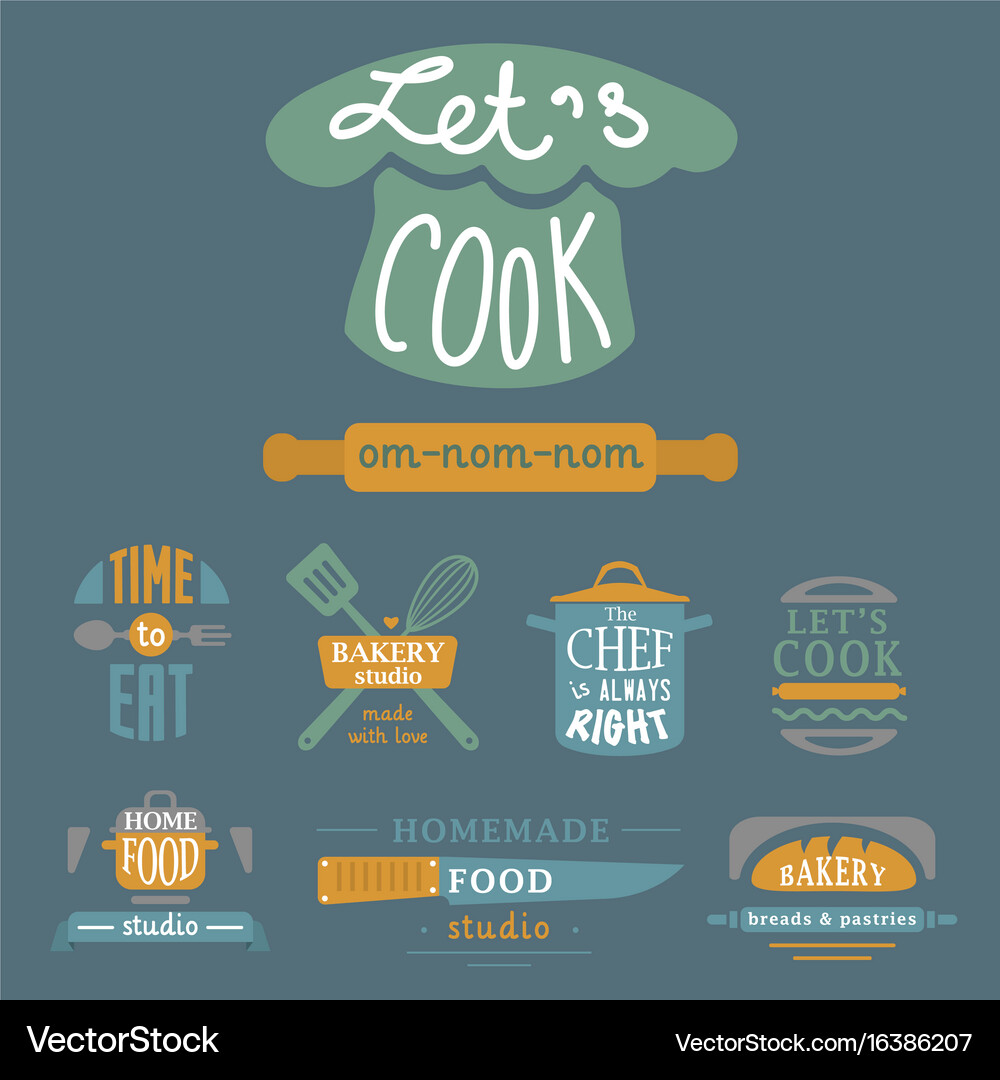 Cooking badge motivation text Royalty Free Vector Image