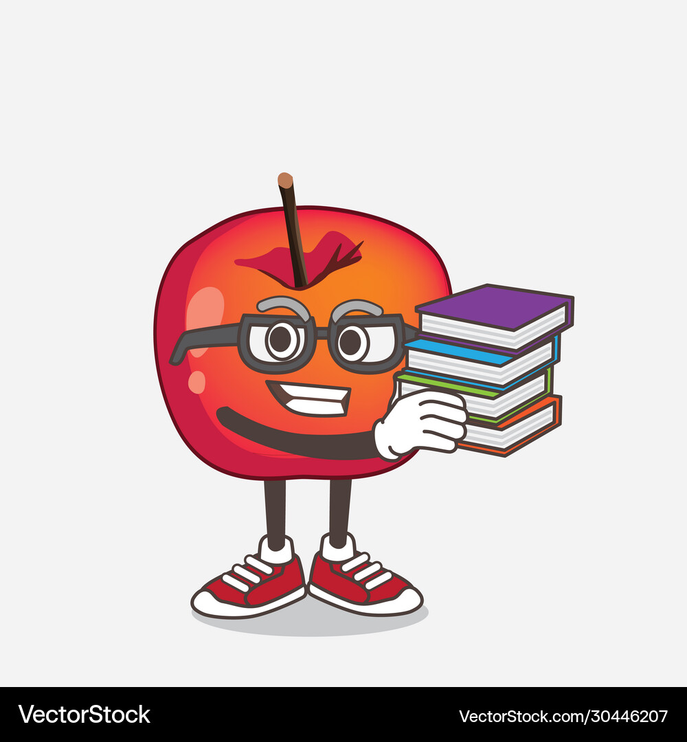 Crab apple cartoon mascot character studying Vector Image