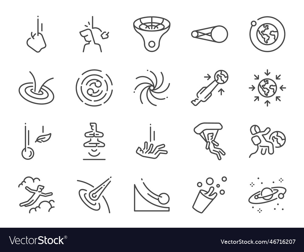Gravity icon set Royalty Free Vector Image - VectorStock