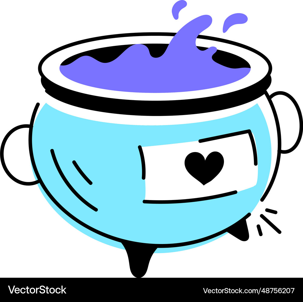 Hand drawn icon of cauldron pot Royalty Free Vector Image