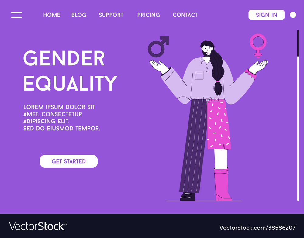 Landing page gender equality concept Royalty Free Vector Landing page gender equality concept Royalty Free Vector