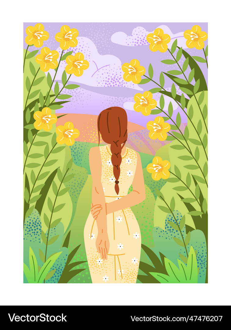 Poster with relaxed woman Royalty Free Vector Image