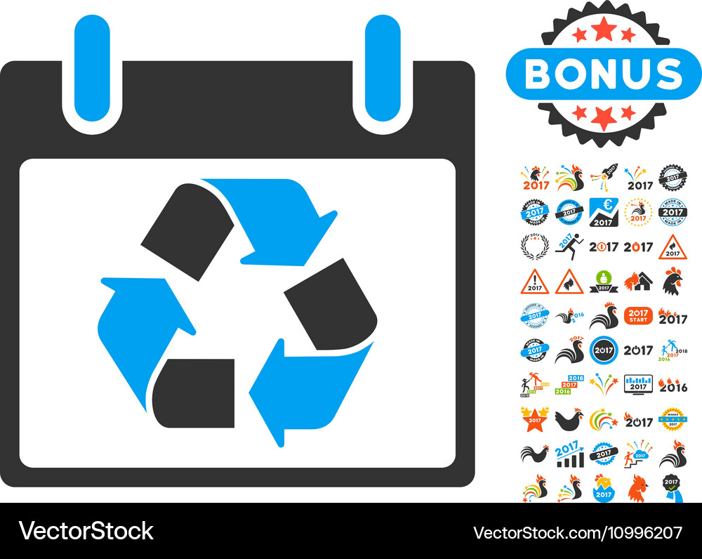 Recycle calendar day flat icon with bonus Vector Image