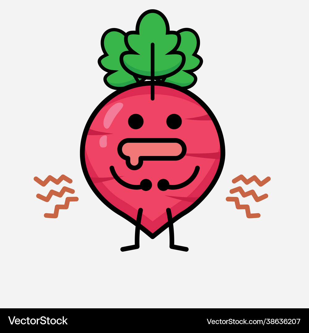 Red radish character with cute face and simple Vector Image