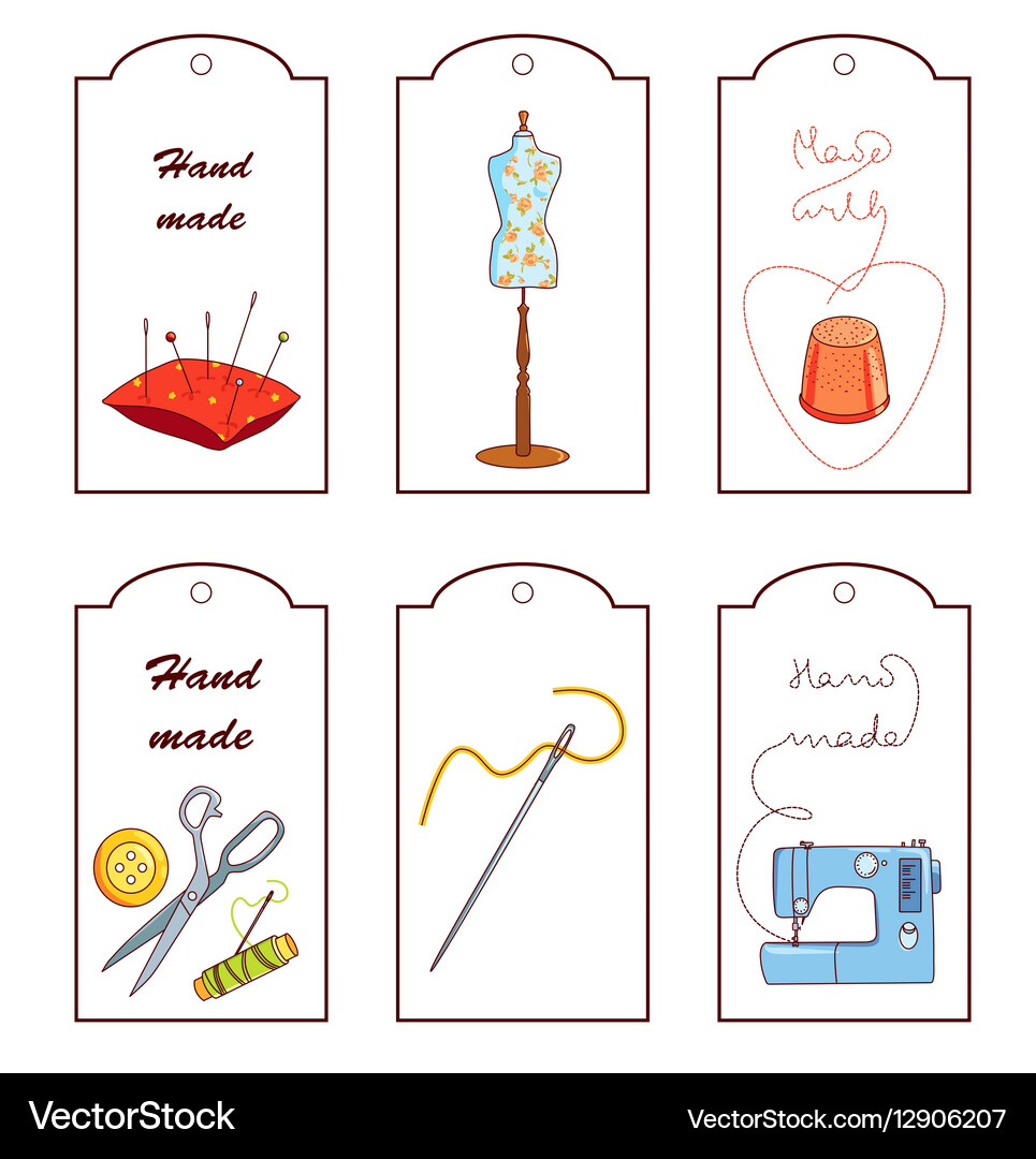 Set of lables for hand sewn Royalty Free Vector Image