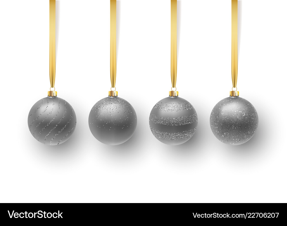 Set of silver christmas ball Royalty Free Vector Image