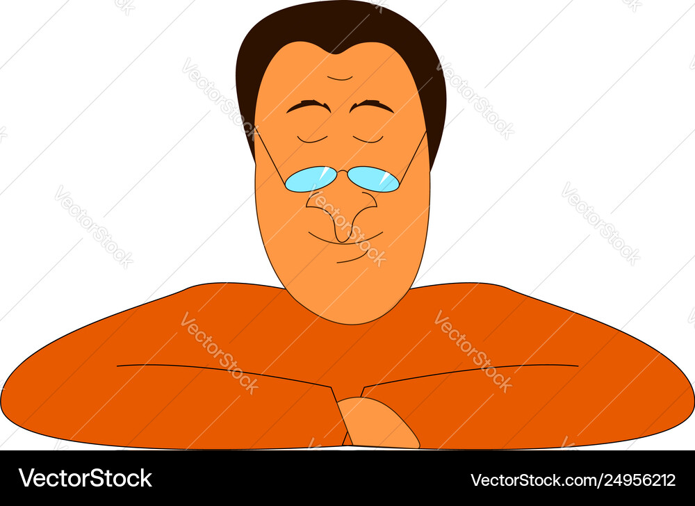 A crazy-looking man in orange-colored shirt Vector Image