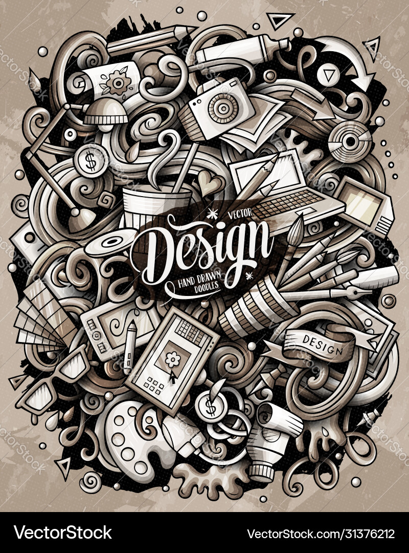 Cartoon doodles art and design Royalty Free Vector Image