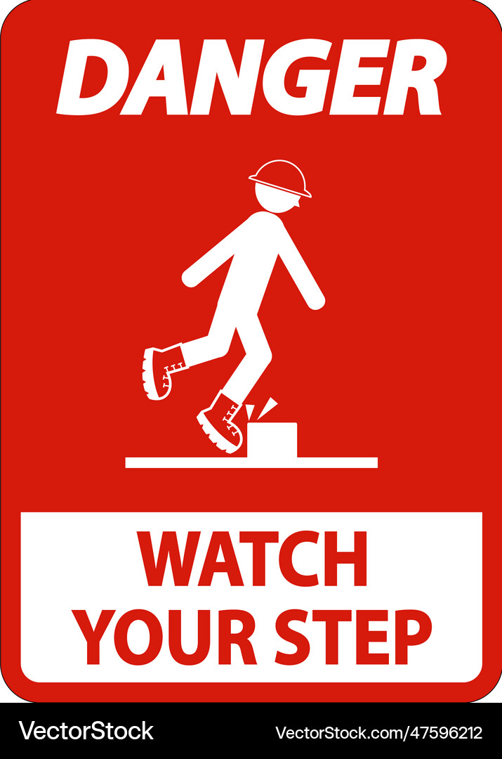 Danger watch your step sign on white background Vector Image