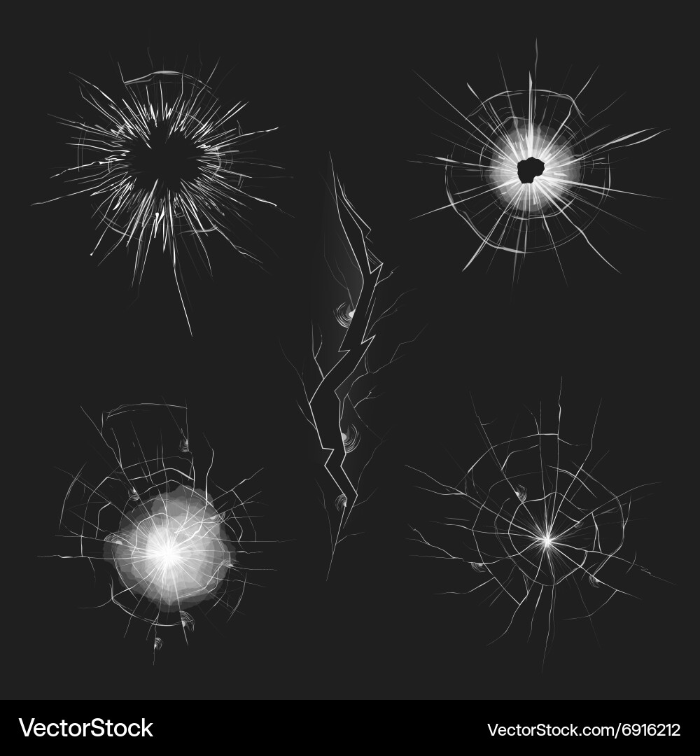 Different types of glass crack Royalty Free Vector Image