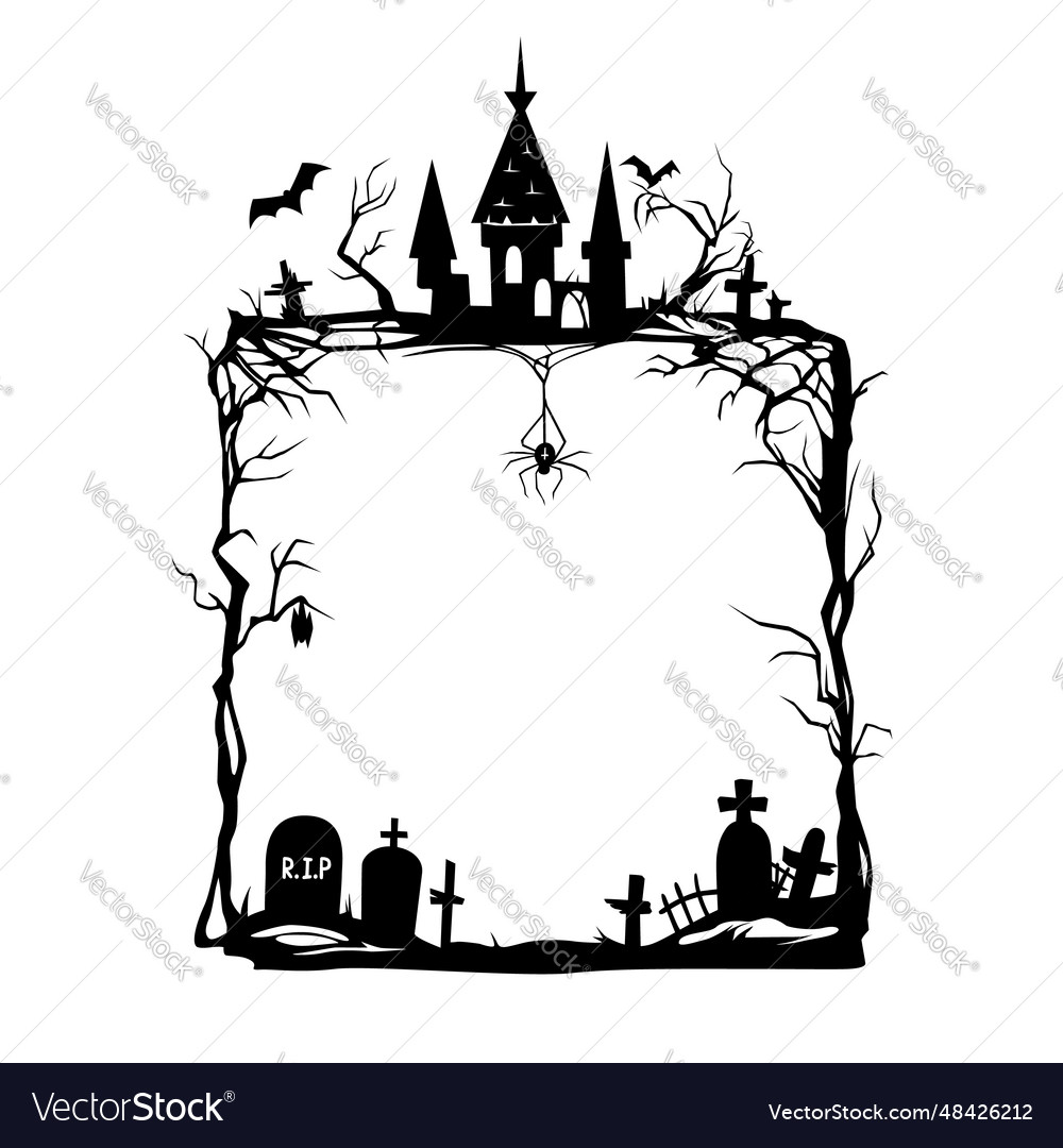 Halloween holiday black frame cemetery tombstone Vector Image