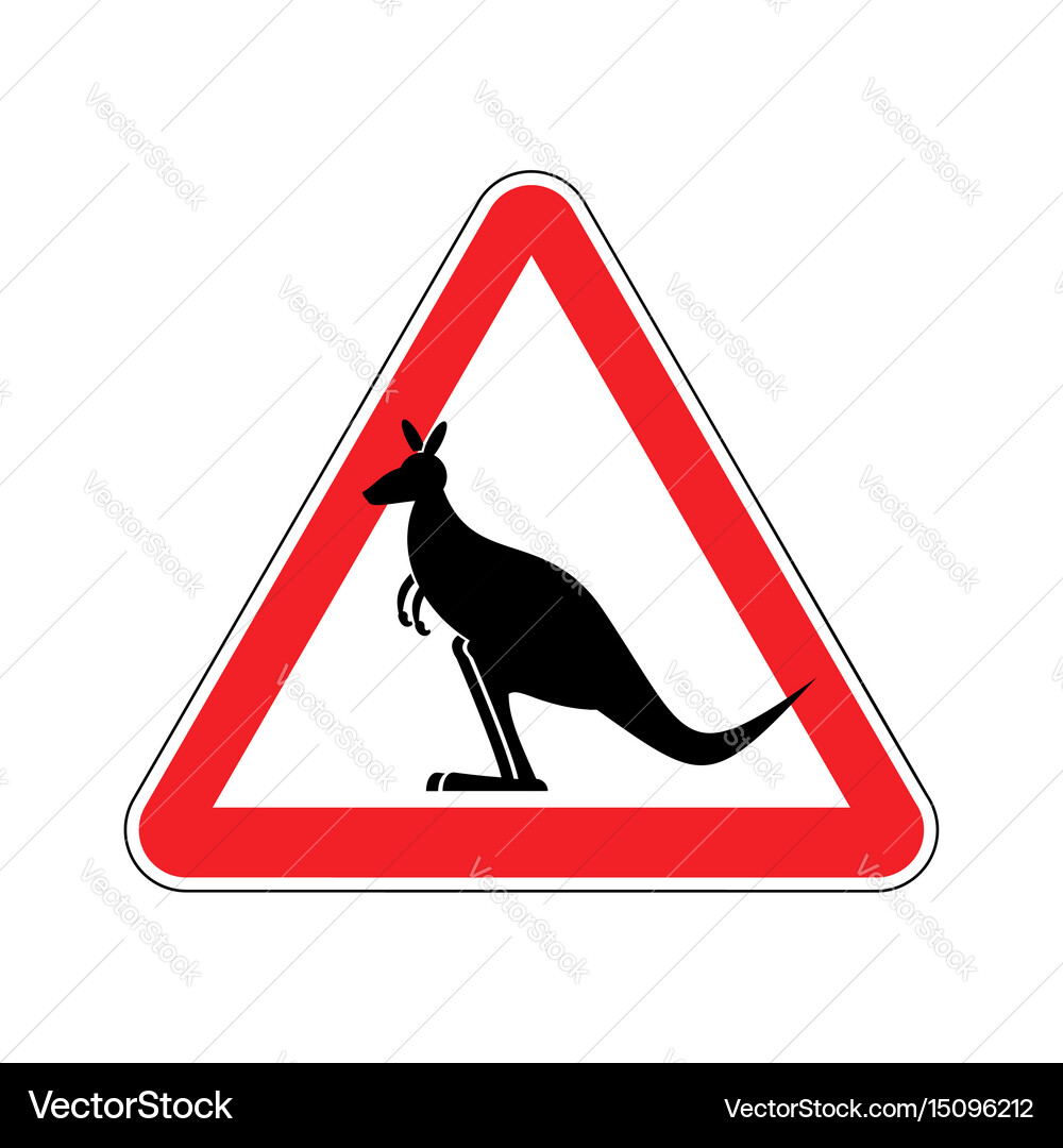 Kangaroo warning sign wallaby hazard attention Vector Image
