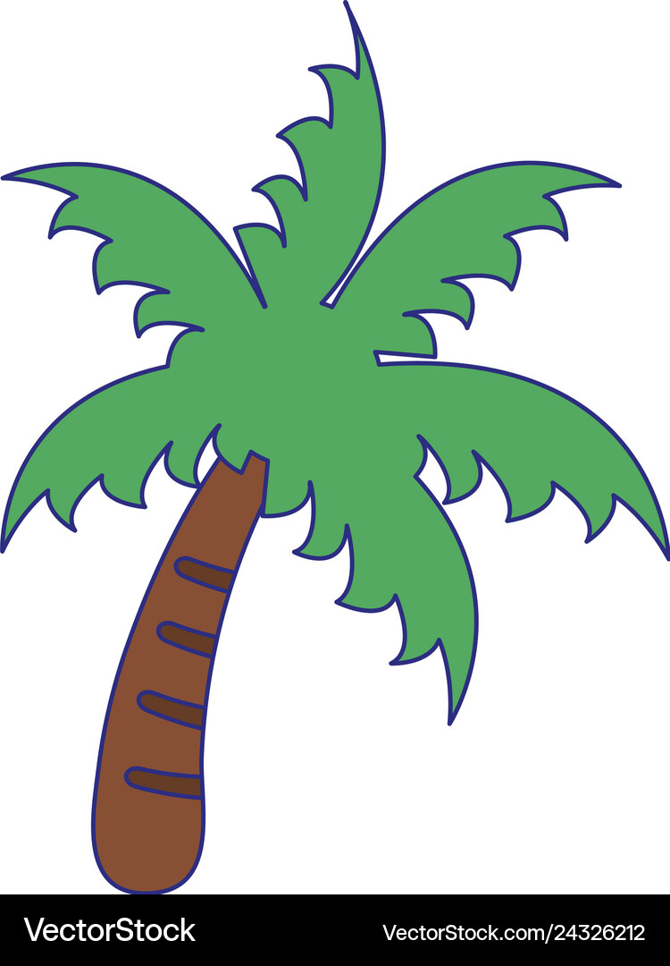Palm tree nature symbol blue lines Royalty Free Vector Image