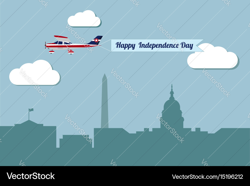 Plane with banner happy independence day Vector Image