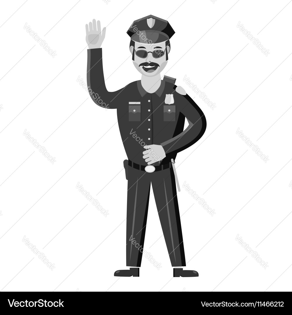 Policeman icon gray monochrome style Royalty Free Vector