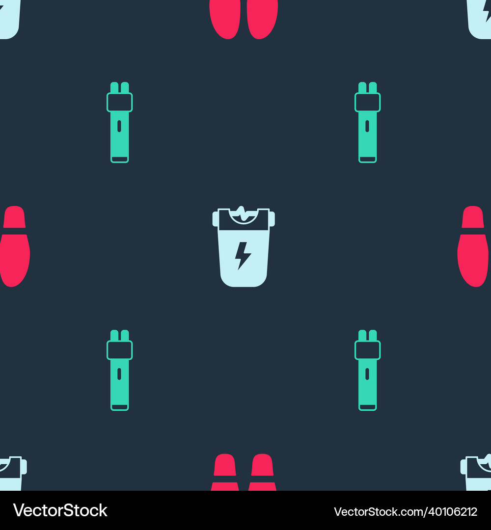 Set footsteps police electric shocker Royalty Free Vector