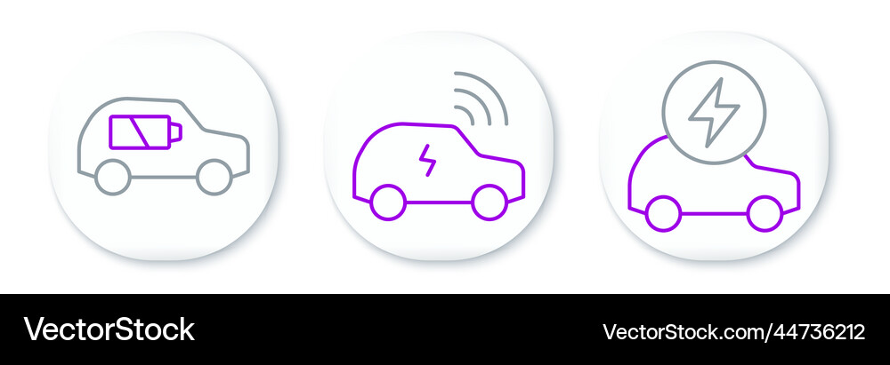 Set line electric car and smart system icon Vector Image
