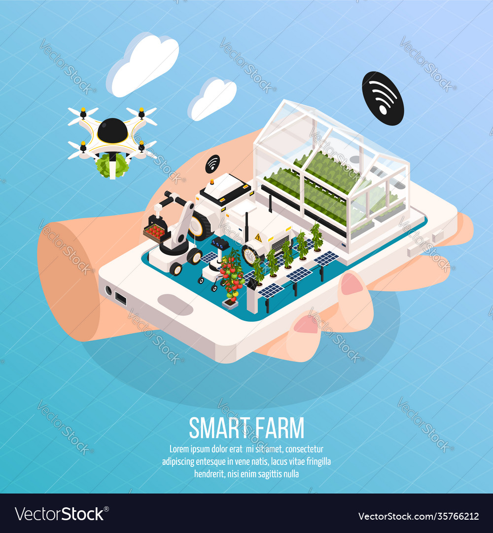 Smart farm composition Royalty Free Vector Image