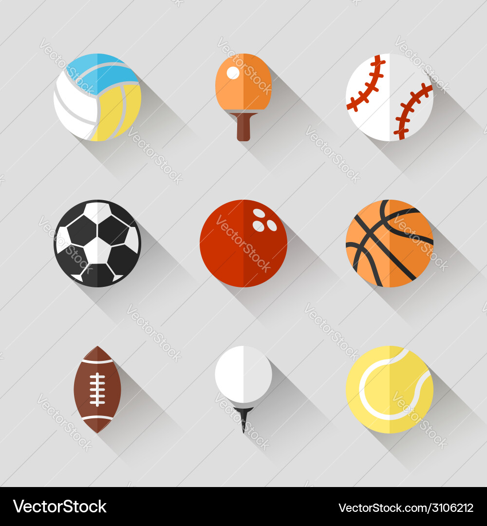 Sport balls icon set - white app buttons Vector Image
