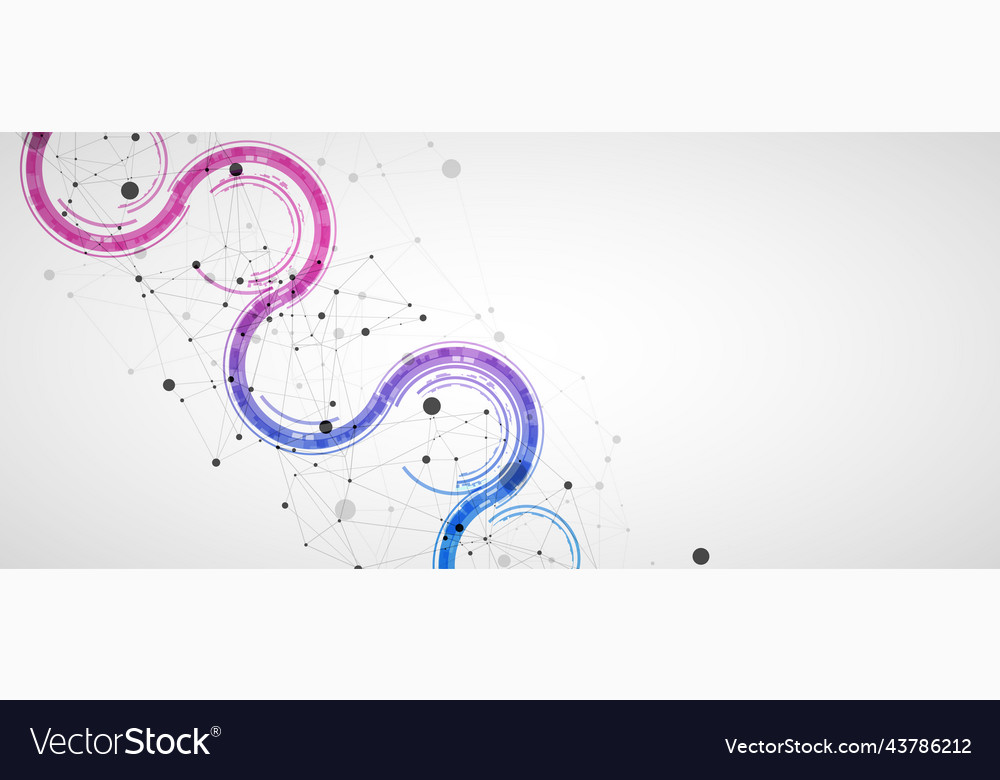 Technical background with plexus effect and wave Vector Image