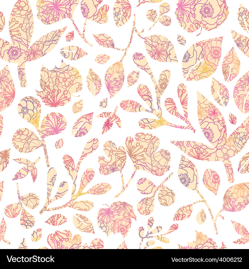 Textured pastel leaves seamless pattern background