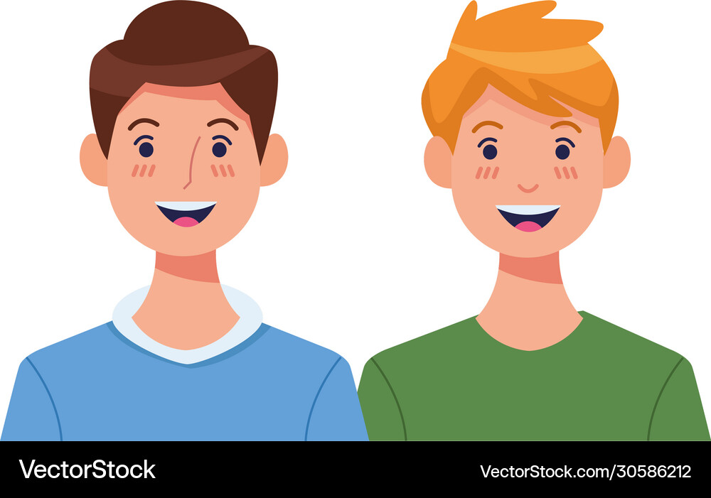 Young men avatars characters icons Royalty Free Vector Image