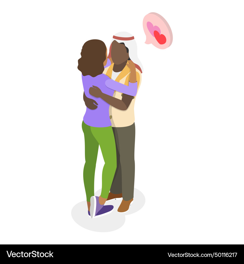 3d isometric flat set of lovers couples Royalty Free Vector