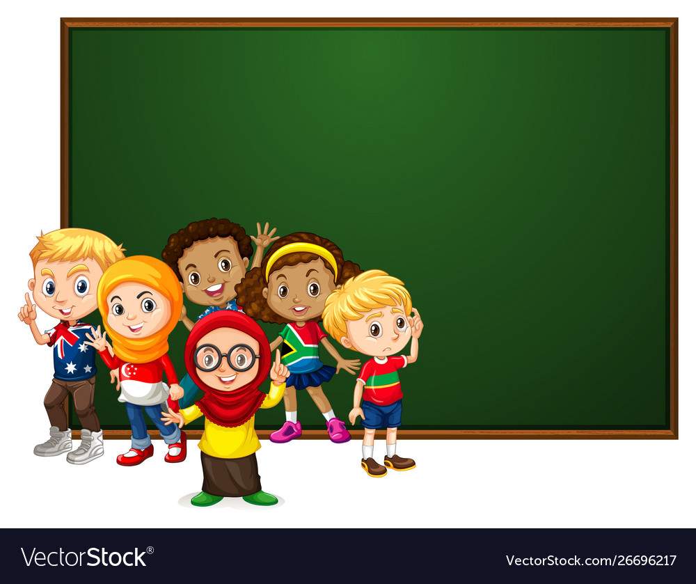 Banner template design with many kids board Vector Image