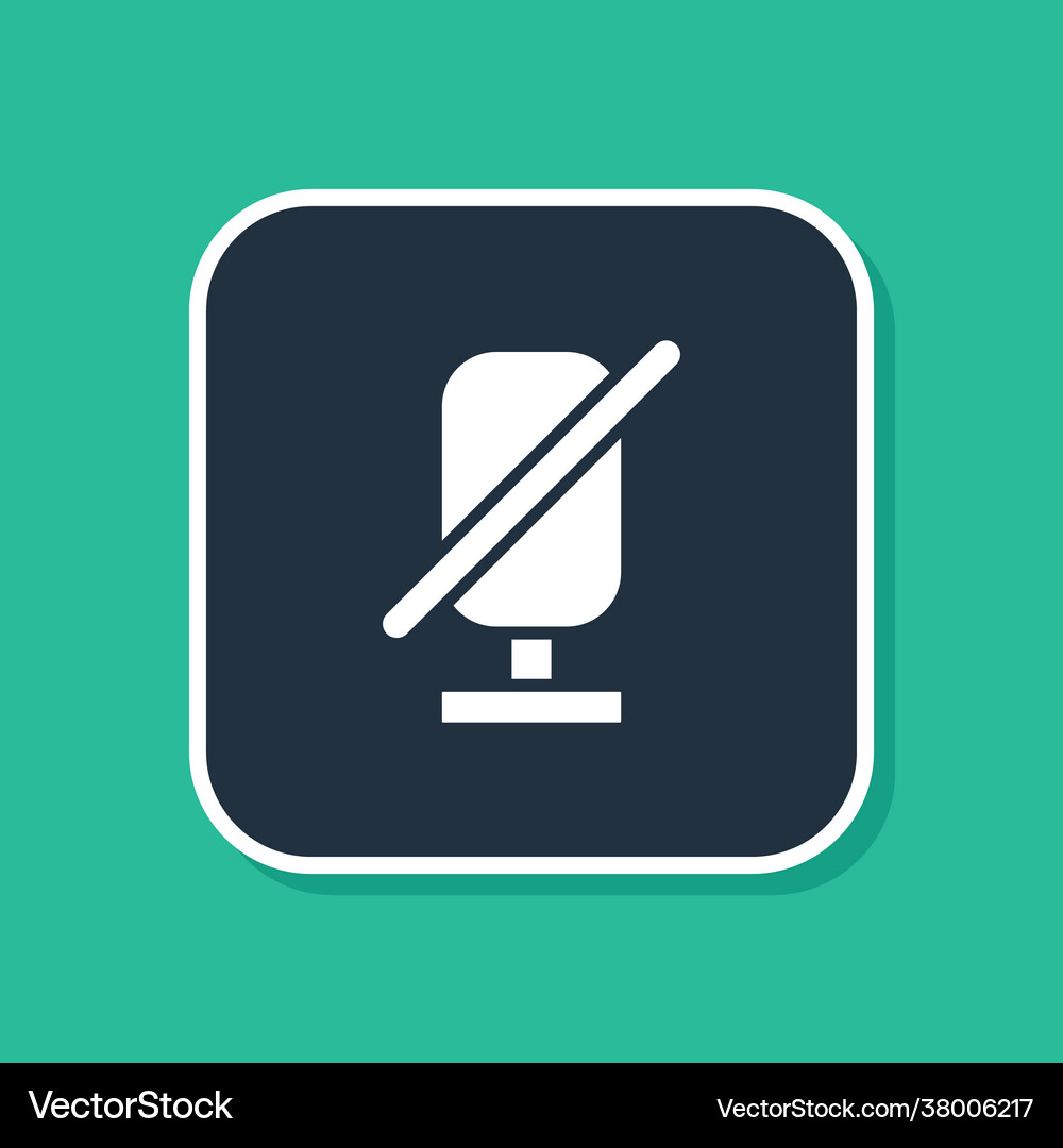Blue mute microphone icon isolated on green Vector Image