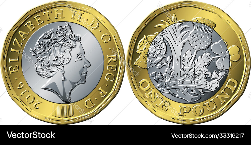 British coin one pound new 12-sided design Vector Image