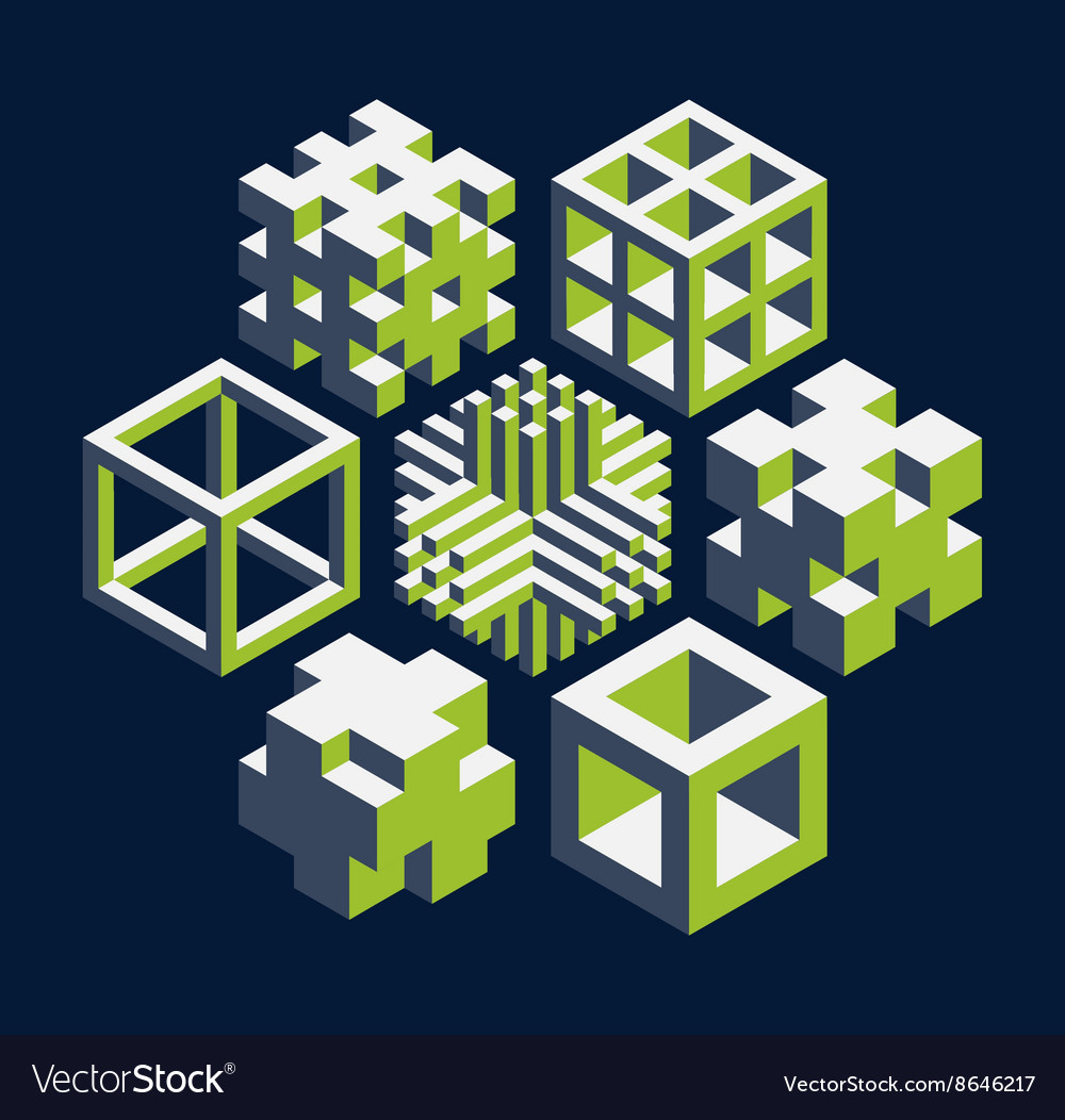 Cubical objects Royalty Free Vector Image - VectorStock