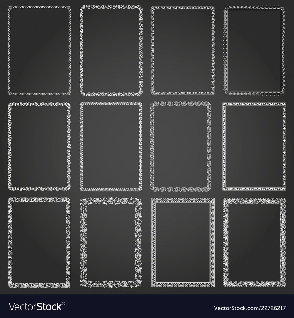 Decorative Rectangle Frames And Borders Set Vector Image