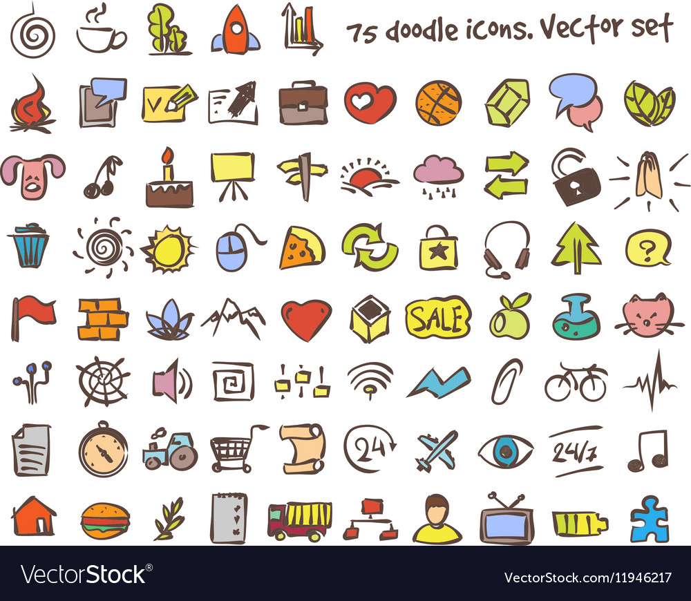 Doodle icons set Royalty Free Vector Image - VectorStock