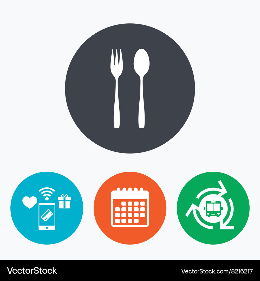 Eat sign icon dessert fork and teaspoon Royalty Free Vector