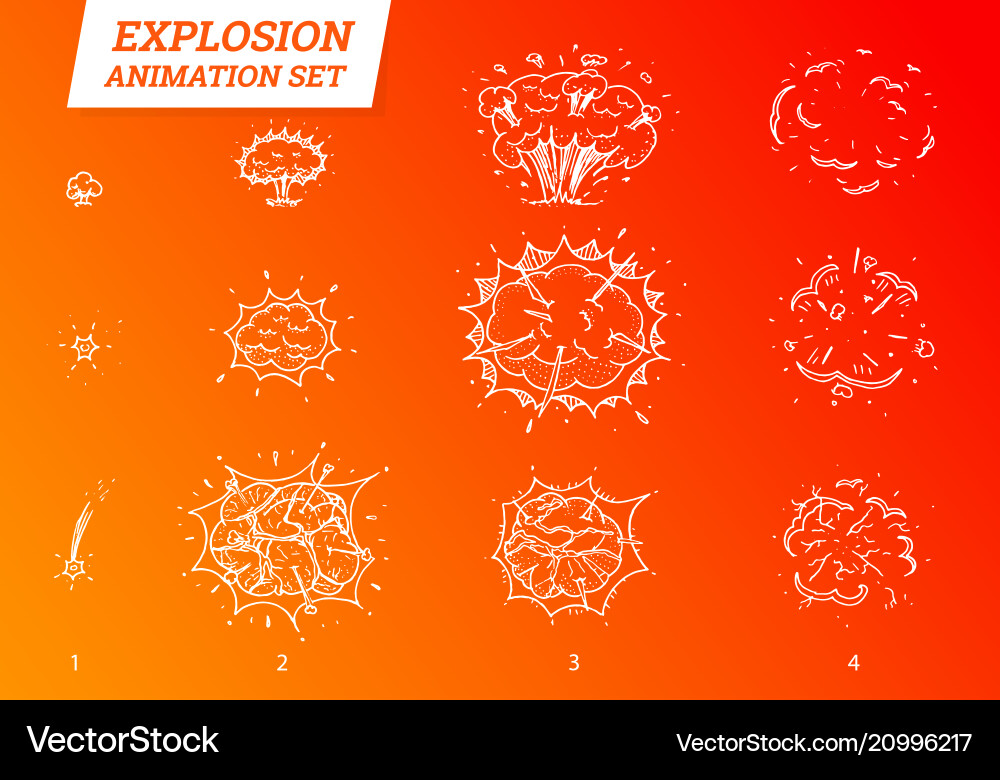Explosions icons set on white background cartoon Vector Image