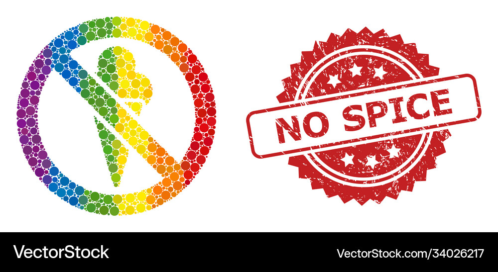 Grunge no spice stamp seal and rainbow forbidden Vector Image