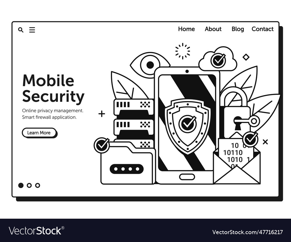 Mobile Security Firewall Cyber Protection Scene Vector Image