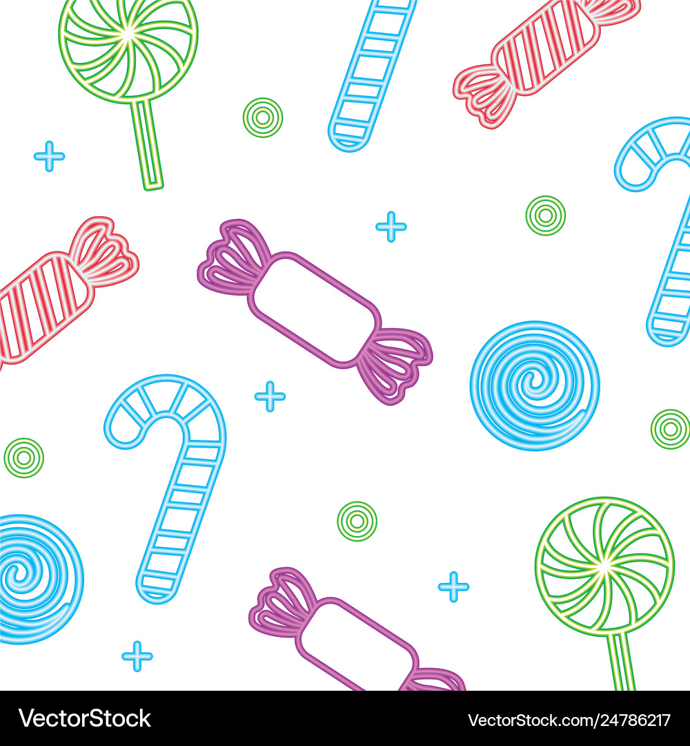 Neon pattern sweet candies caramels background Vector Image
